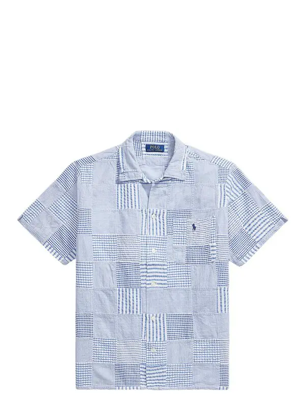Ralph Lauren Classic Fit Patchwork Seersucker Shirt - Patchwork Blues