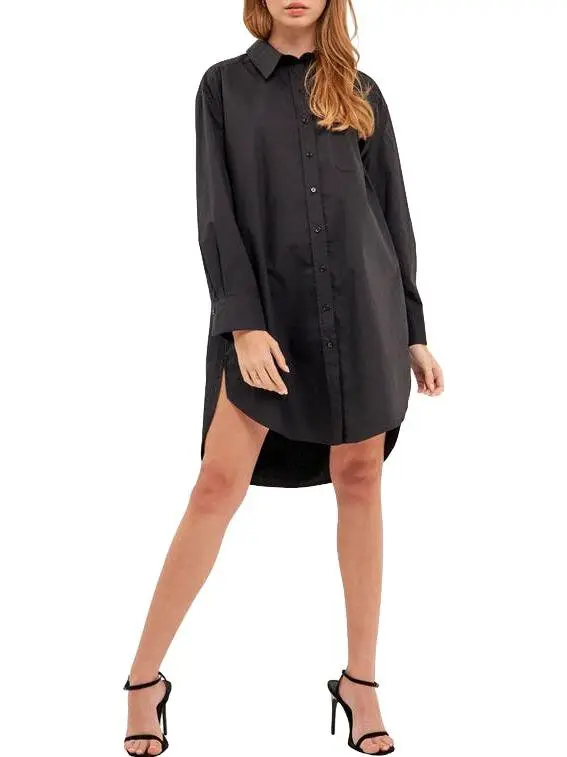 English Factory Classic Collared Shirtdress - Black