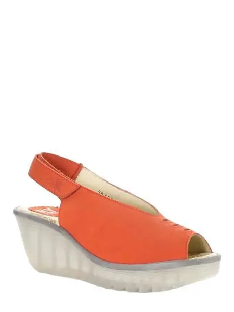 Fly London Yeay Peep Toe Sandal - Poppy Orange