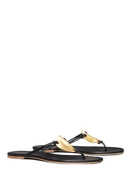 Tory Burch Patos Leather Sandal - Perfect Black/gold