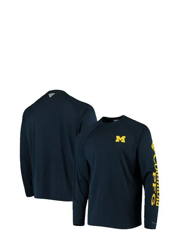 Columbia Michigan Wolverines Terminal Tackle Long Sleeve T-shirt - Navy