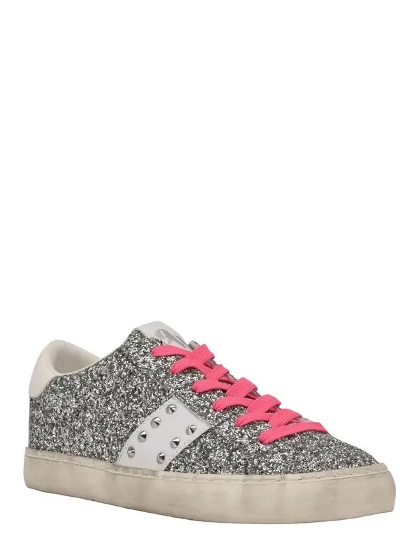 Nine West Sneaks Studded Sneakers - Silver Glitter/white