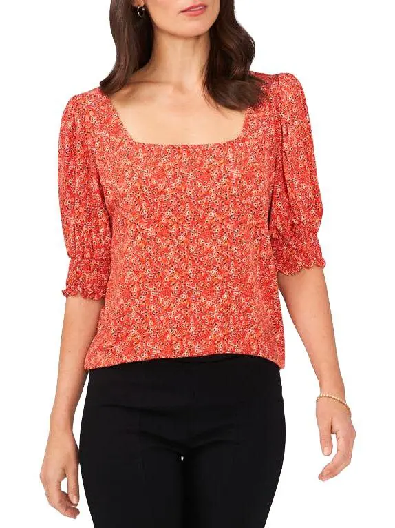 Chaus Floral Knit Top - Red