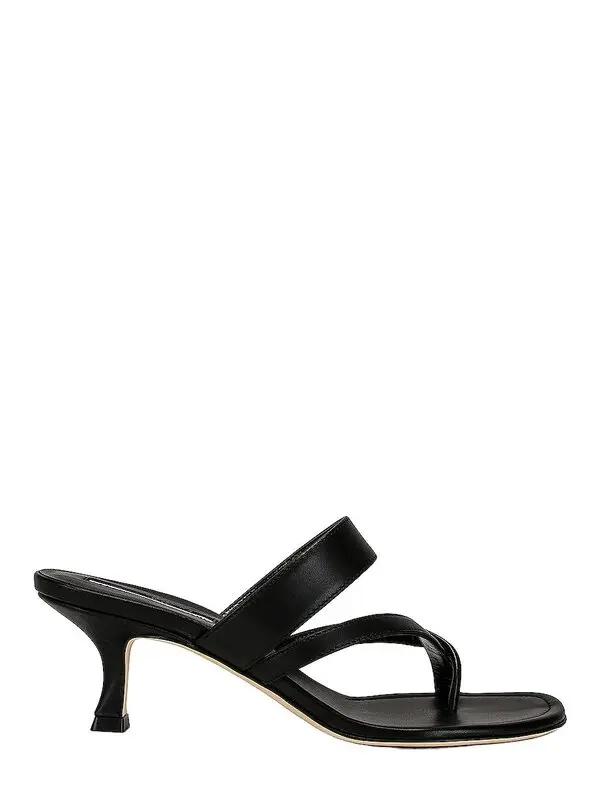 Manolo Blahnik Susa 50 Leather Sandal - Black