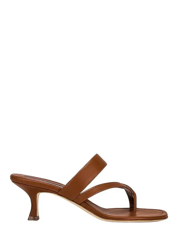 Manolo Blahnik Susa 50 Leather Sandal - Brown