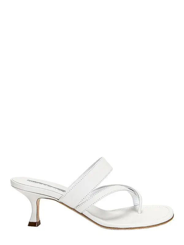 Manolo Blahnik Susa 50 Leather Sandal - Medium Cream