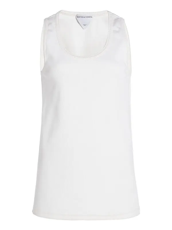 Bottega Veneta Ribbed Cotton Tank Top - Neutral