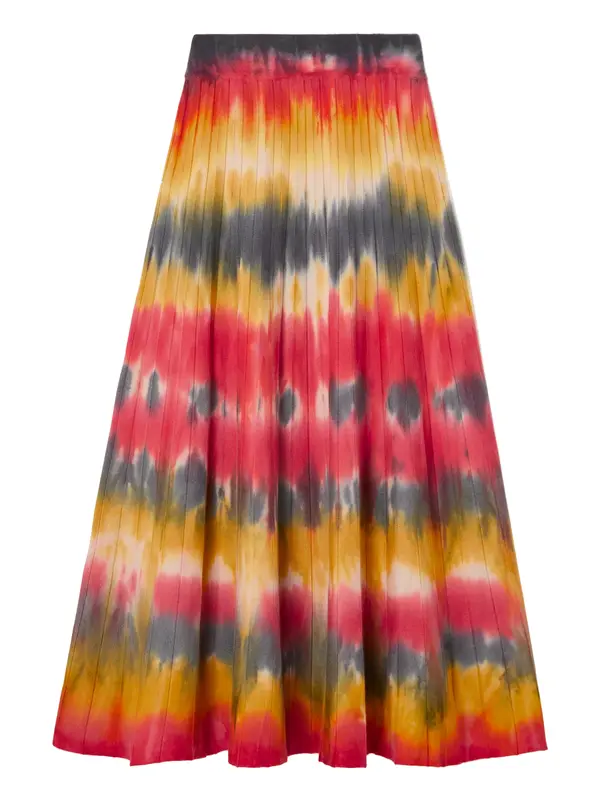 Gabriela Hearst Ella Pleated Tie-dyed Cashmere Midi Skirt - Red