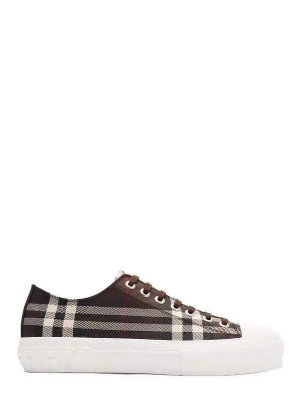 Burberry Check Cotton Sneakers - Mahogany Brown