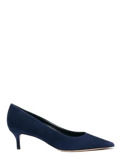 Marion Parke Classic Suede Kitten Heel Pumps - Navy
