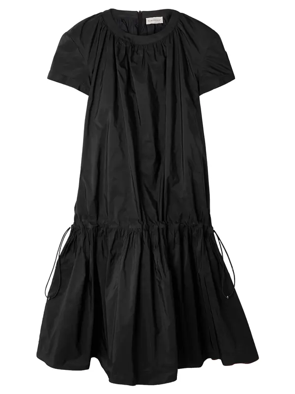 Moncler Pleated Taffeta Mini Dress - Black