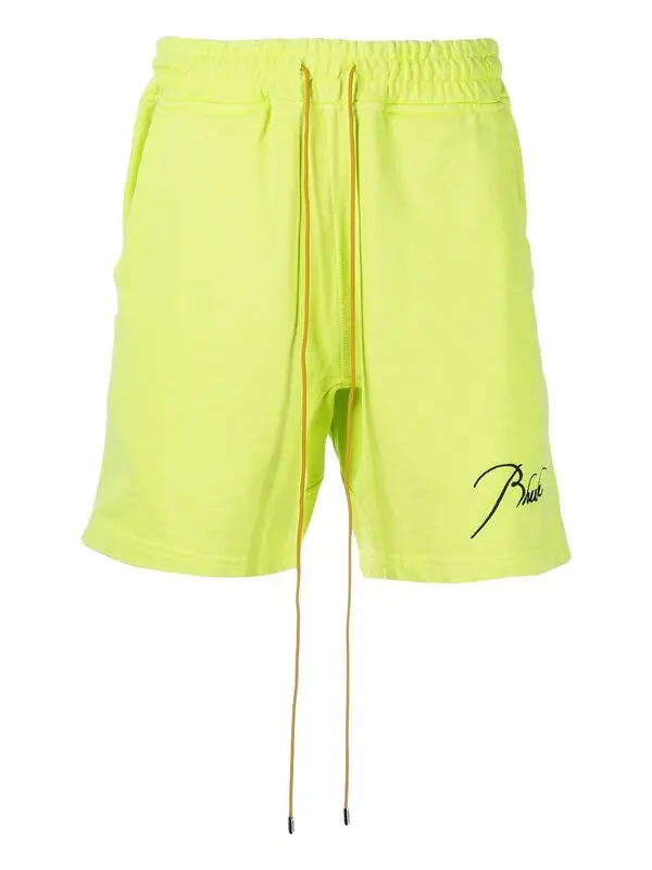 Rhude Embroidered Logo Cotton Shorts - Green