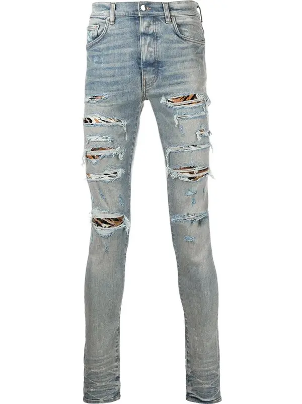 Amiri Mx1 Distressed Skinny Jeans - Blue