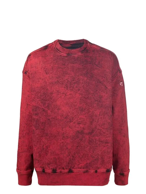 DIESEL® Acid-wash Crew Neck Sweatshirt - Red