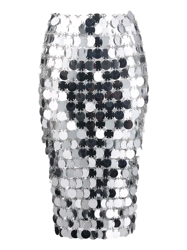 Rabanne Mirror-effect Sequin Midi Skirt - Grey