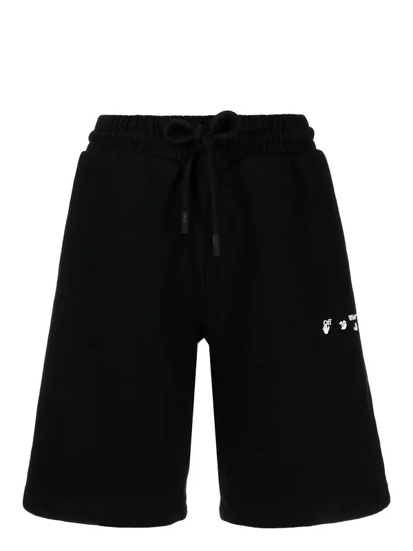 Off-White Track Shorts With Swimming Print - Black