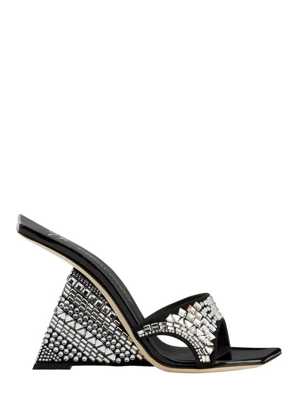 GIUSEPPE ZANOTTI 105mm Akira Shine Wedge Sandals - Black