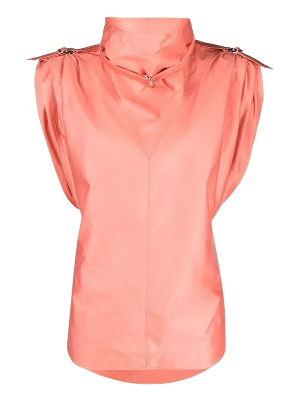 Isabel Marant Belted Cotton Funnel-neck Blouse - Pink