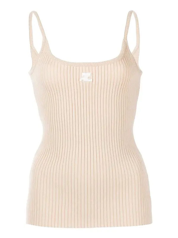 COURREGES Ribbed Knit Tank Top - Neutrals