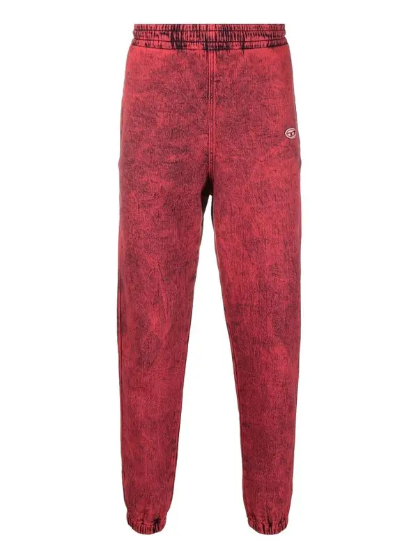 DIESEL® D-lab Joggjeans® Track Trousers With Acid Wash And Logo Patch - Red