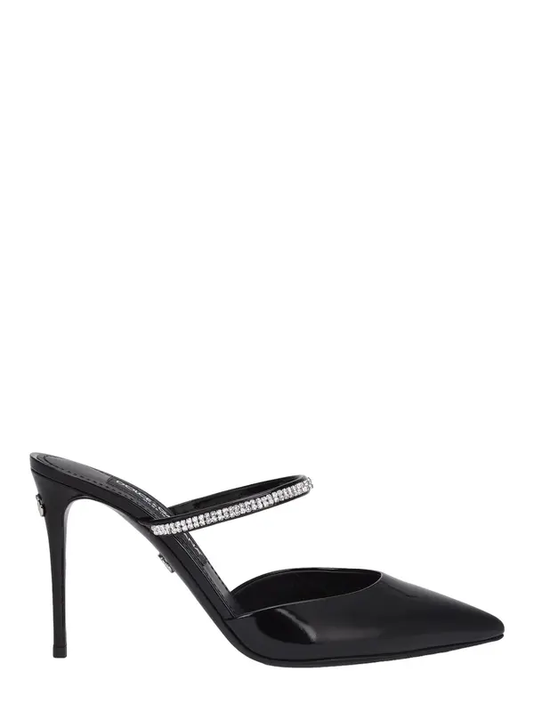 Dolce & Gabbana 90mm Embellished Patent Leather Mules - Black