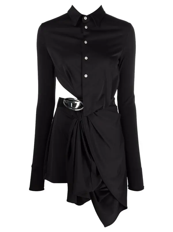 DIESEL® Asymmetric Shirt Dress - Black