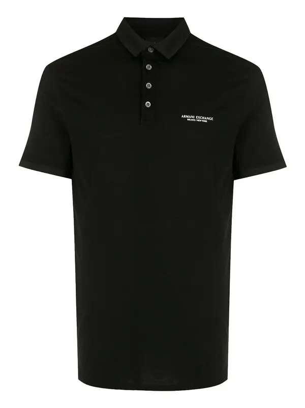 Armani Exchange Logo-print Polo Shirt - Black