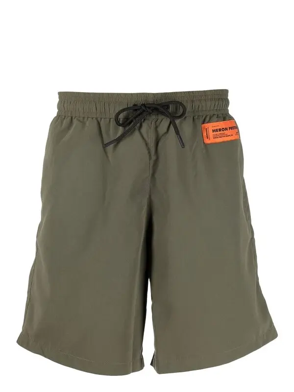 Heron Preston Drawstring-waist Logo-patch Shorts - Green