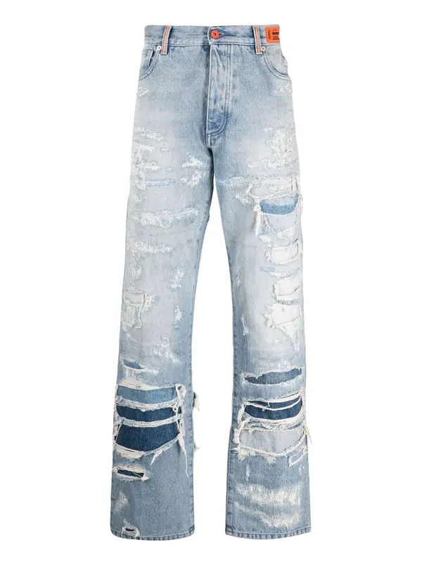 Heron Preston Distressed Jeans - Blue