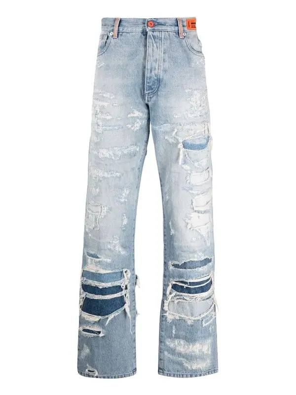 Heron Preston Distressed Jeans - Blue