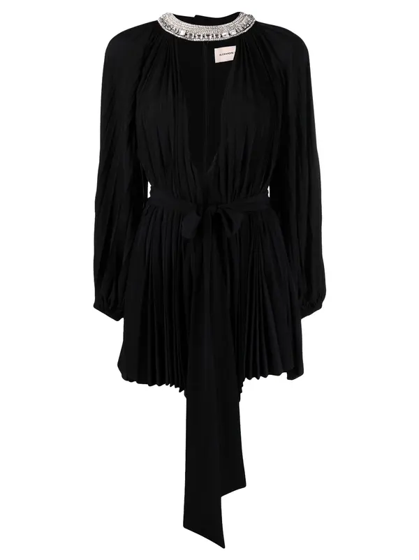 Alexandre Vauthier Crystal-embellished Pleated Mini Dress - Black