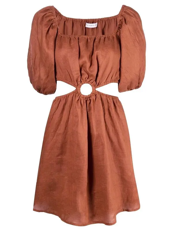 Faithfull The Brand Almero Hand-dyed Cut-out Dress - Brown