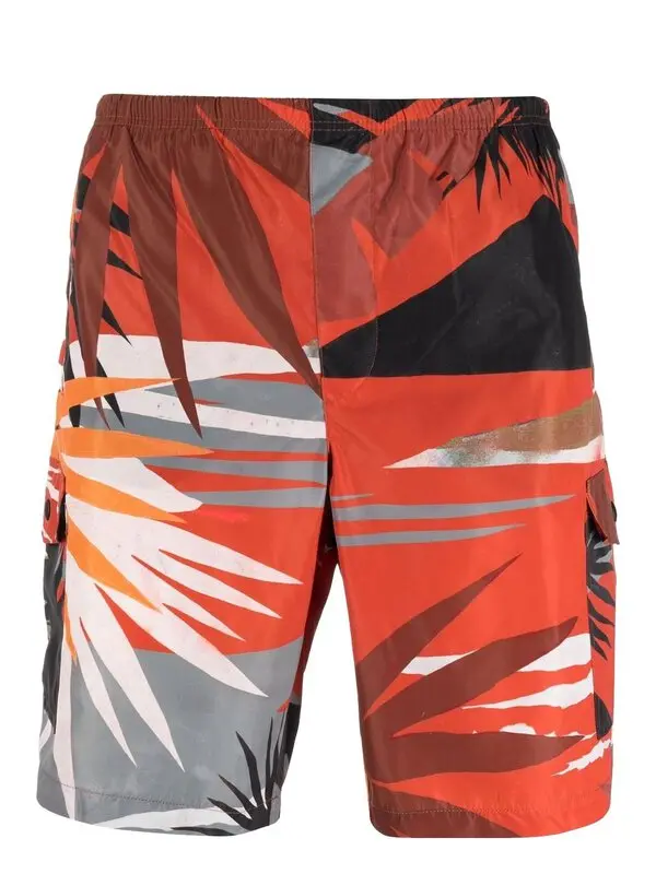 Palm Angels Hawaii-print Swim Shorts - Red
