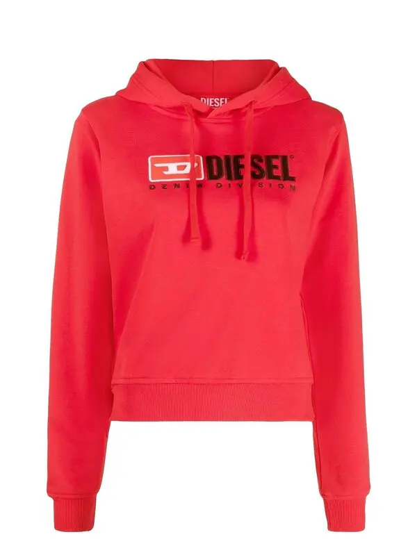 DIESEL® Embroidered Logo Cotton Hoodie - Red