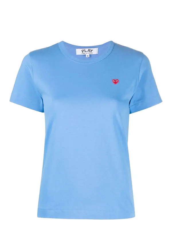 Play Comme Des Garcon Embroidered-logo T-shirt - Blue