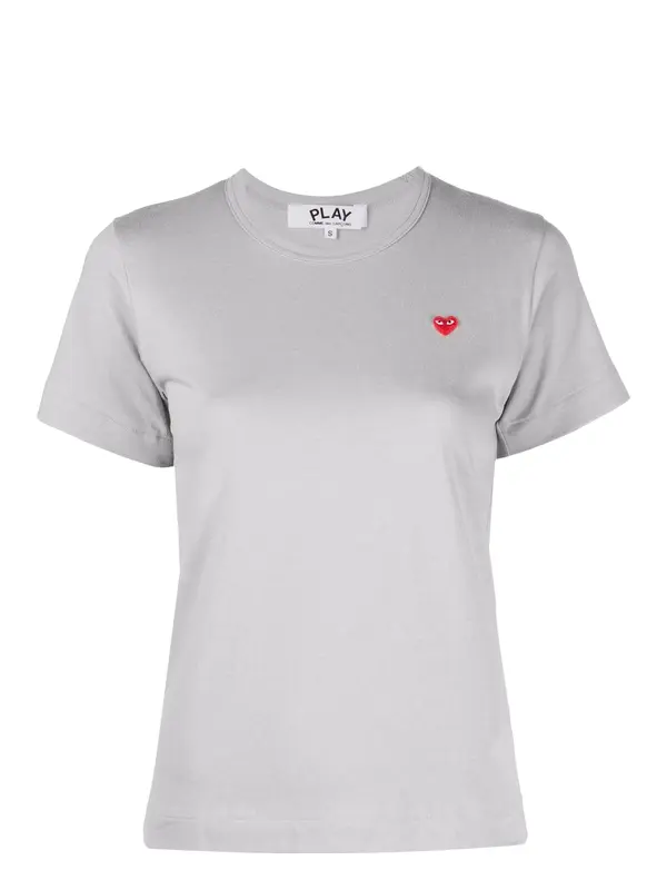 Play Comme Des Garcon Embroidered-logo T-shirt - Grey