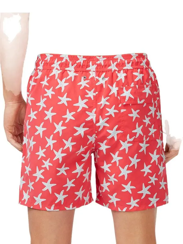 TOM & TEDDY Starfish Print Swim Trunks - Rose/blue