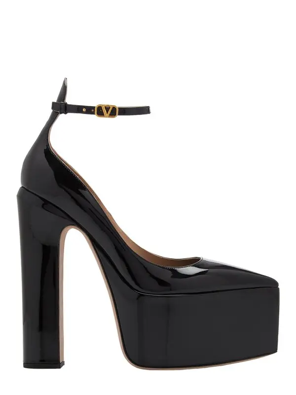 Valentino Garavani Patent Leather Platform Pumps - Black