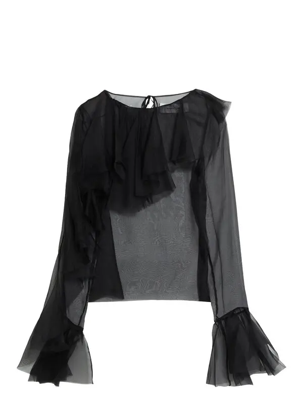 MARQUES' ALMEIDA Ruffled Silk-organza Blouse - Black