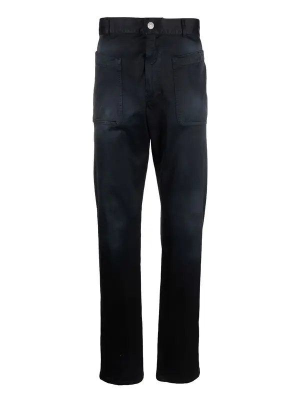 Diesel Slim-cut Trousers With Embroidered Logo - Blue