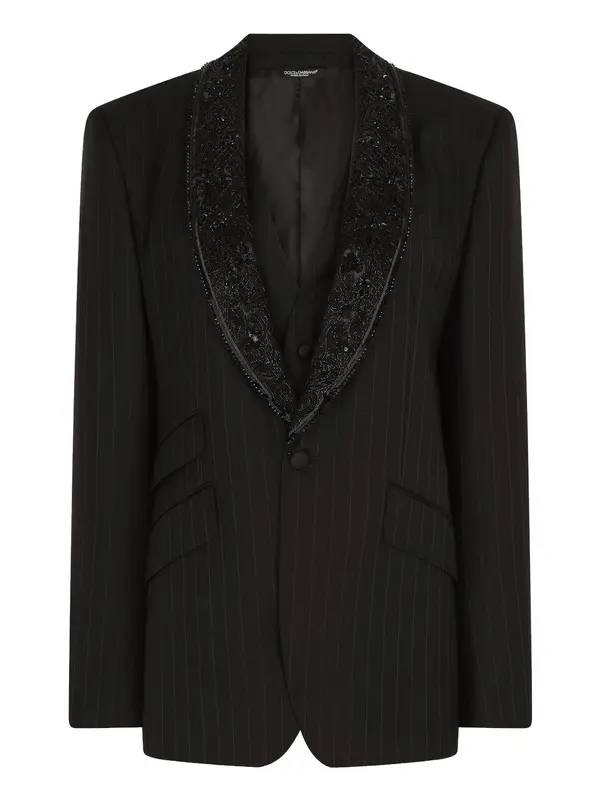 Dolce & Gabbana Pinstriped Blazer - Black