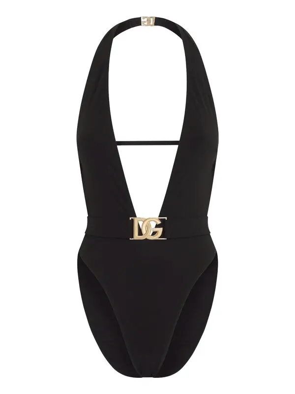 Dolce & Gabbana Plunge-neck Swimsuit - Black
