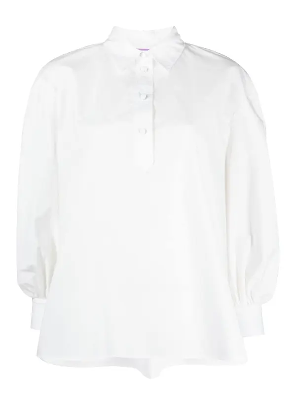 La DoubleJ Poet-sleeve Poplin Blouse - White