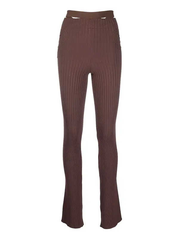 ANDREĀDAMO Ribbed-knit Flared Trousers - Brown
