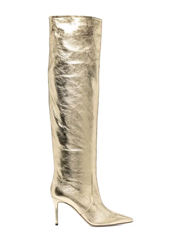 SCAROSSO X Brian Atwood Carra Metallic Boots - Yellow