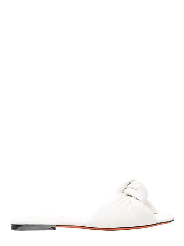 Santoni Square-toe Leather Sandals - White