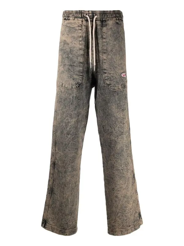 DIESEL® Acid Wash Straight Leg Trousers - Brown