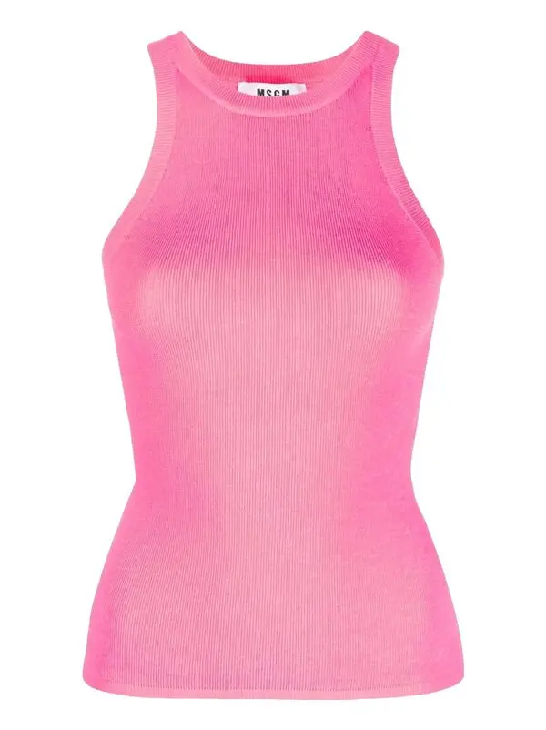 MSGM Ribbed-knit Sleeveless Top - Pink