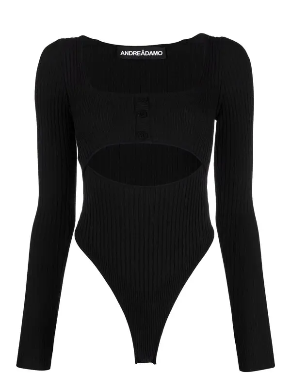 ANDREĀDAMO Ribbed-knit Bodysuit - Black