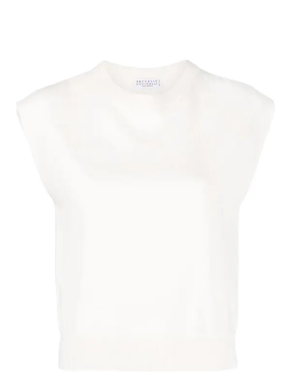 Brunello Cucinelli Cashmere Sleeveless Top - White